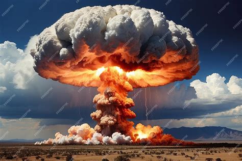 Atomic Bomb Mushroom Cloud Premium Ai Generated Image