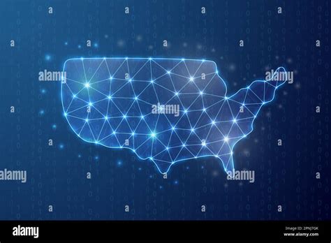 Usa Polygonal Symbol With Binary Code Background United States Of