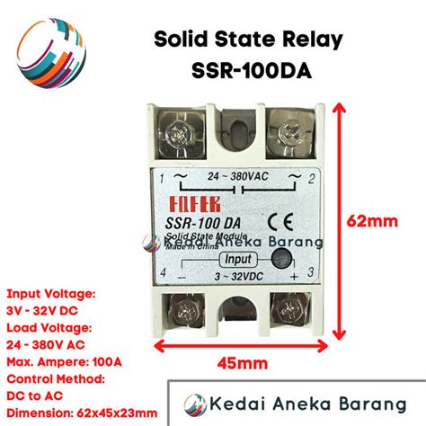 Jual Fotek Solid State Relay Single Phase Ssr Ssr 100da 100a Dc To Ke Ac Svndrm12 Shopee