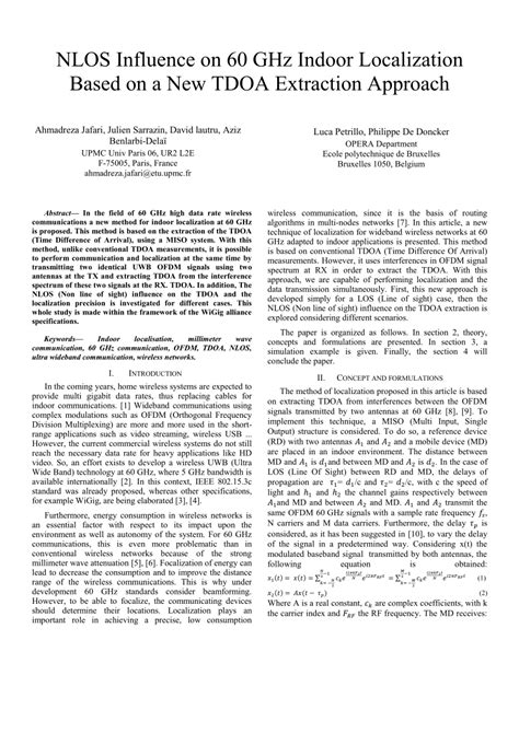 Pdf Nlos Influence On 60 Ghz Indoor Localization Based On A New Tdoa Extraction Approach