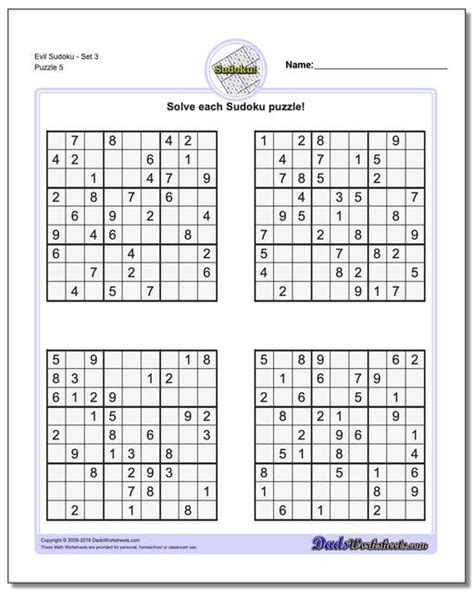 Sudoku Evil Printable