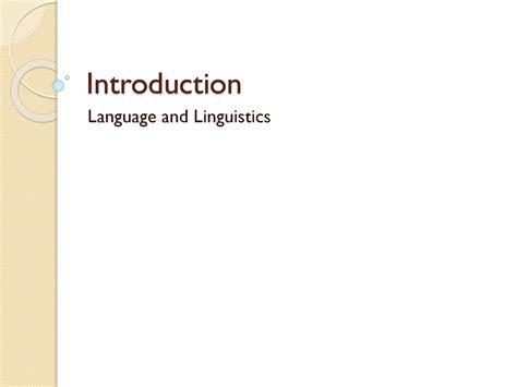 Language and Linguistics - ppt download