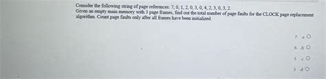 solved consider the following string of page references