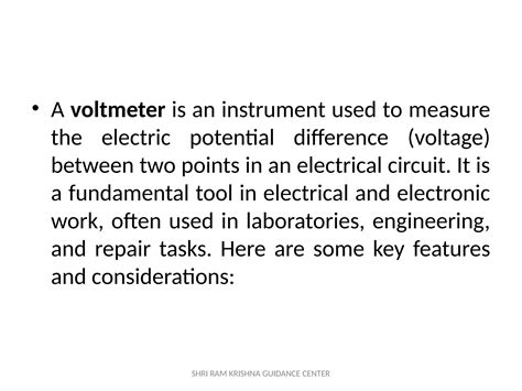 Voltmeter Measuring The Voltage In Two Deferent Potential Pptx