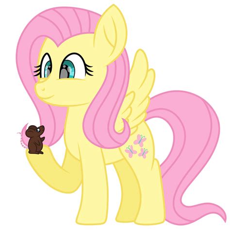 Fluttershy With A Mouse By Luna Hamster On Deviantart