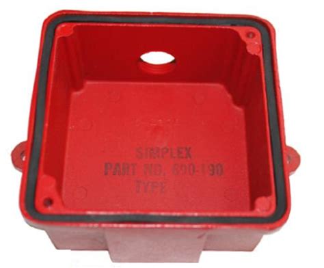 Simplex Grinnell 2975 9009 690 190 Red Weatherproof Back Box 12 Pipe
