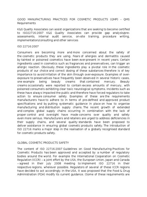 Cosmetics Gmp Pdf Cosmetics Quality Management System