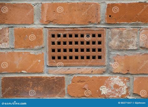 Brick Wall With A Ventilation Brick Stock Image Image Of Surface