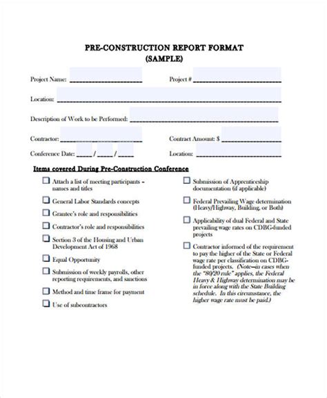 Construction Pre Task Plan Template