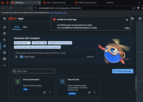 I Am Getting Error On Uipath Autopilot Apps Uipath Community Forum