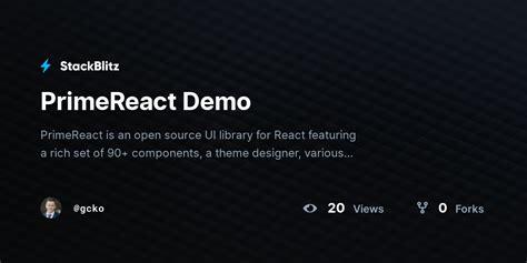 Primereact Demo Stackblitz