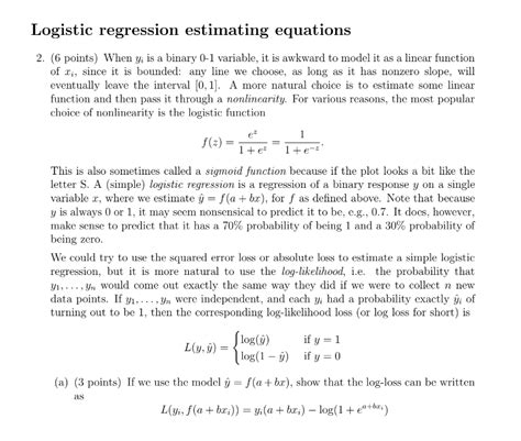Solved Logistic Regression Estimating Equations Chegg
