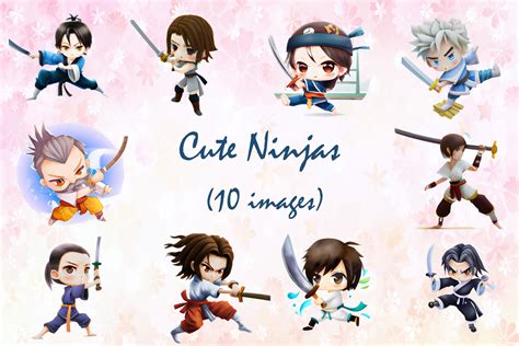 Cute Ninjas Clipart Graphic By Adithyes · Creative Fabrica