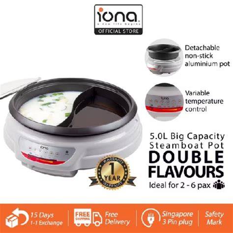 Iona 50l Double Flavours Steamboat Pot Furniture And Home Living