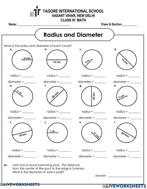 Radius And Diameter Worksheet Math Worksheet Finding Circumference Circle Math
