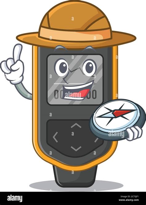 Dive Computer Mascot Design Style Of Explorer Using A Compass During