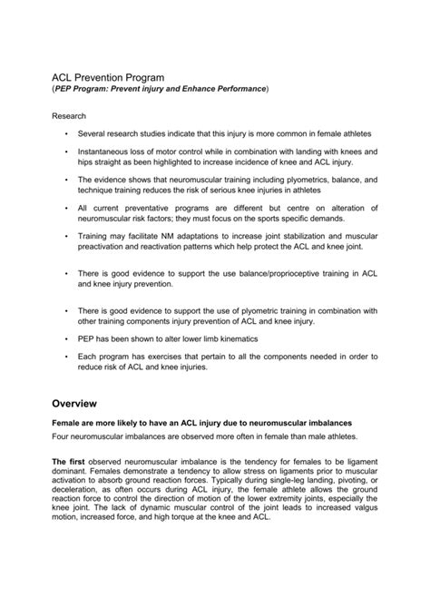 Acl Prevention Program Elite Physical Medicine