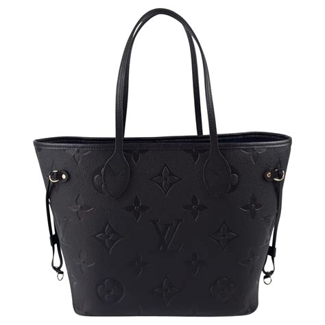 Louis Vuitton Neverfull Mm Tote Bag Black Embossed Cowhide Leather For