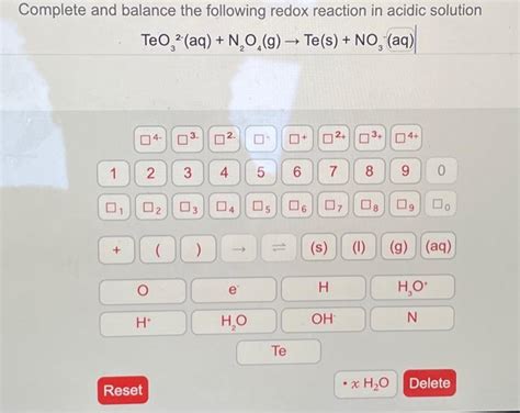 Solved Complete And Balance The Following Redox Reaction In