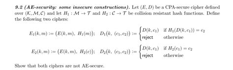 Authenticated Encryption How To Show Hash Then Encrypt Is Not AE Secure Cryptography Stack