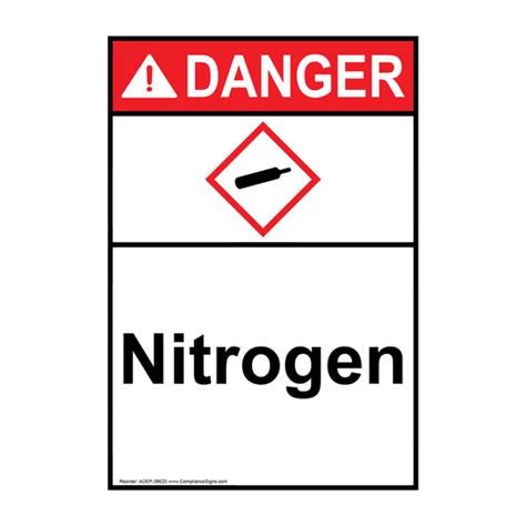 Vertical Hazmat Sign Or Label Nitrogen Ansi Ghs Made In Usa