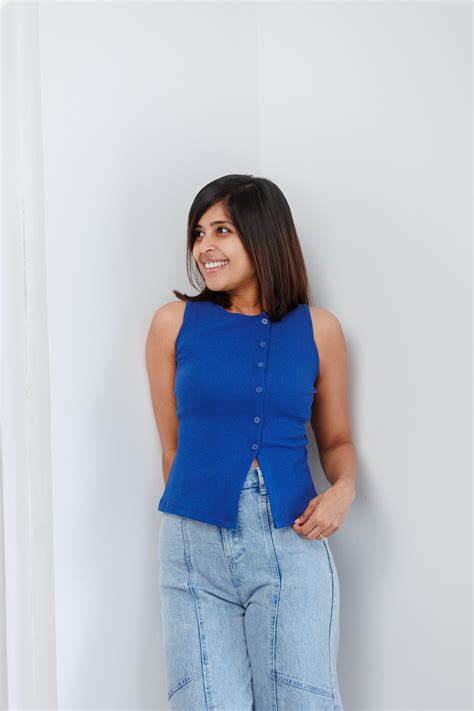 Soleli Assymetric Buttondown Ribbed Top Blue Joey Clothing