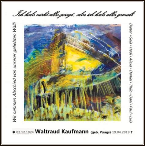 Traueranzeigen Von Waltraud Kaufmann Trauer Op Online De