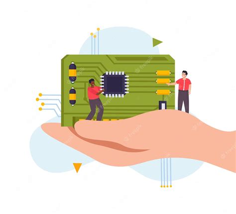Premium Vector Flat Microchip Concept With Human Hand Holding