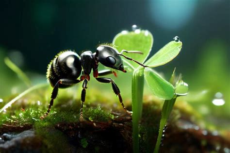 Premium Photo A Beetle Is Standing On A Log With A Leaf Clover In The
