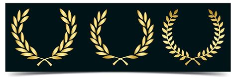 황금 월계관 전령 트로피 크레스트 그리스와 로마 올리브 가지 상 프리미엄 벡터