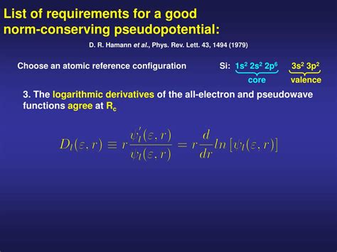 Ppt Norm Conserving Pseudopotentials And Basis Sets In Electronic