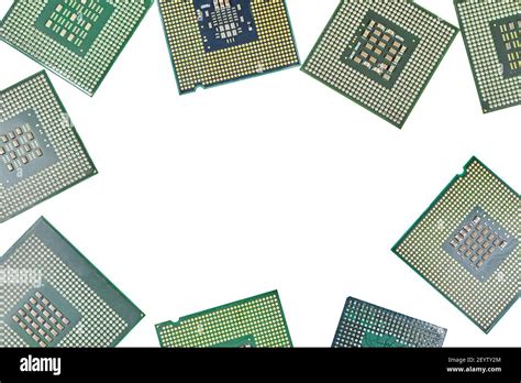 Bunch Of CPU Central Processor Units Isolated Background Main Electronic Circuitry For