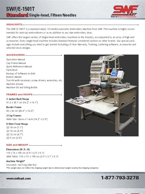 Swf E 1501t Pdf Embroidery Usb