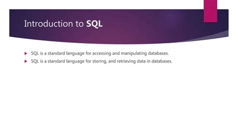 Introduction To Sql Ppt