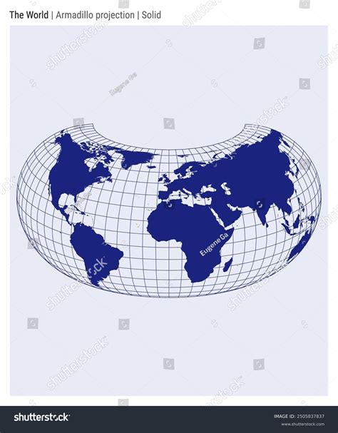 World Map Armadillo Projection Solid Style Stock Vector Royalty Free
