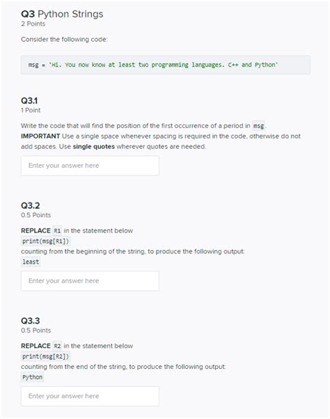 Solved Q3 Python Strings 2 Points Consider The Following