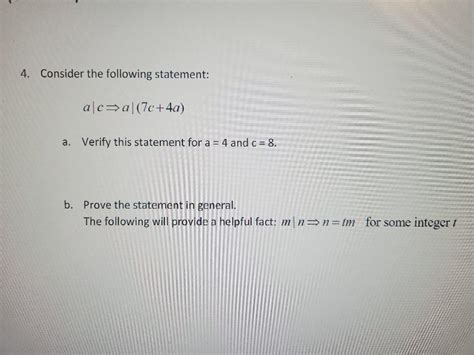 Solved Consider The Following Statement Aca C A A Chegg
