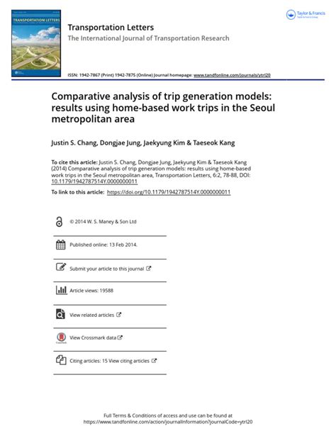 Comparative Analysis Of Trip Generation Models Results Using Home Based