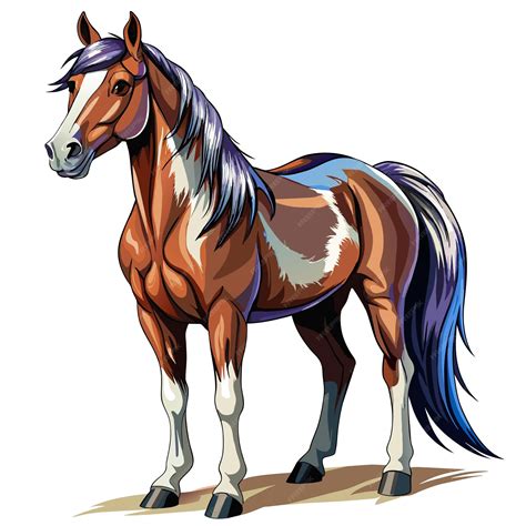 Un Dibujo De Un Caballo Con Una Melena Azul Y Blanca Vector Premium