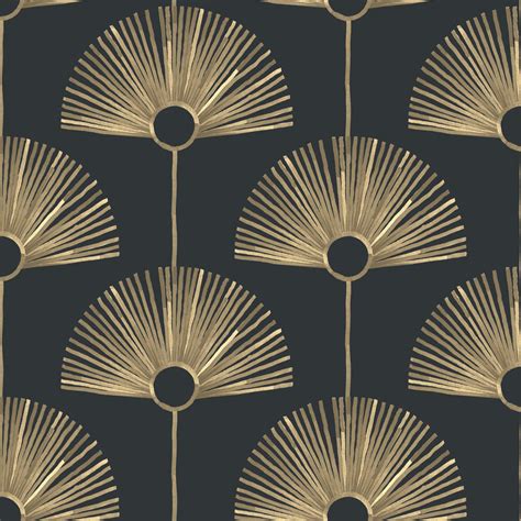 Deco Fan Black Gold Wallpaper By Bohemian Bungalow Mitchell Black