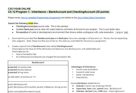 Solved Ch 12 Program 1 Inheritance Bankaccount And