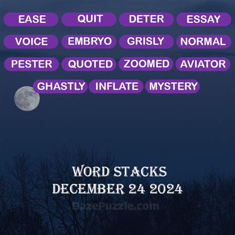 Word Stacks December 24 2024 Daily Puzzle Answer