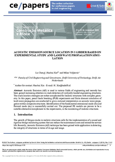 Pdf Acoustic Emission Source Location In I Girder Based On