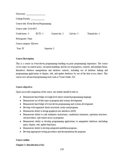 Event Driven Programming Course Pdf Computer Programming Databases