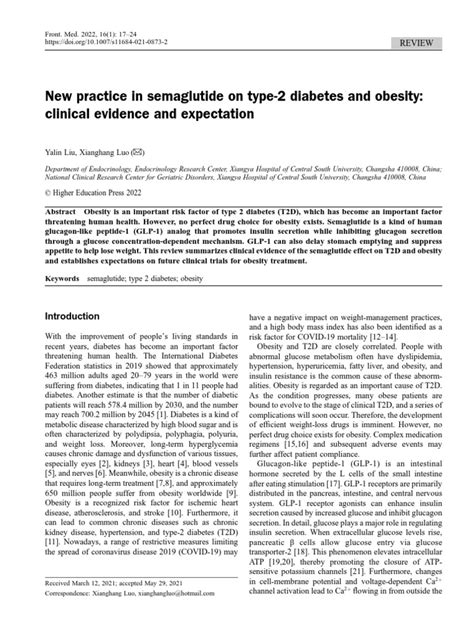New Practice In Semaglutide On Type 2 Diabetes And Obesity Clinical