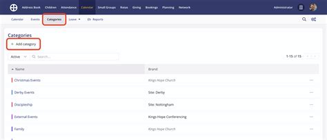Event Categories Churchsuite Support Articles