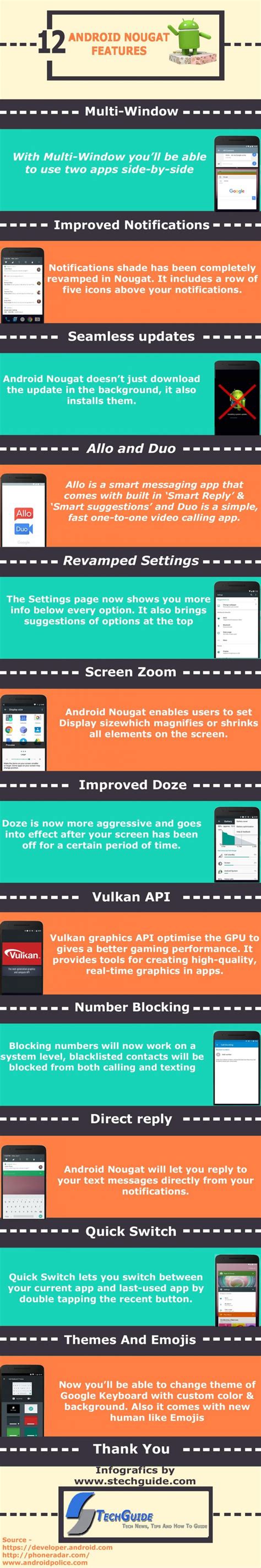 12 Best Android Nougat Features Infographics