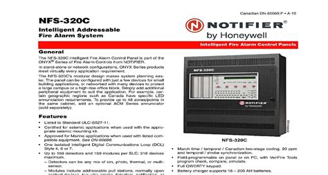 Notifier Nfs 320 Nfs 320 Intelligent Addressable Fire Alarm System 3