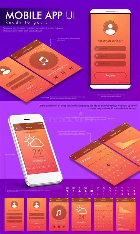 Ui Ux And Gui Template For Mobile App Stock Illustration Illustration Of Apps Music 69559762