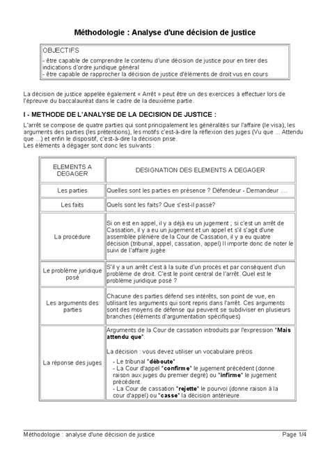 Analyse Decison Justice 2 Méthodologie Analyse Dune Décision De